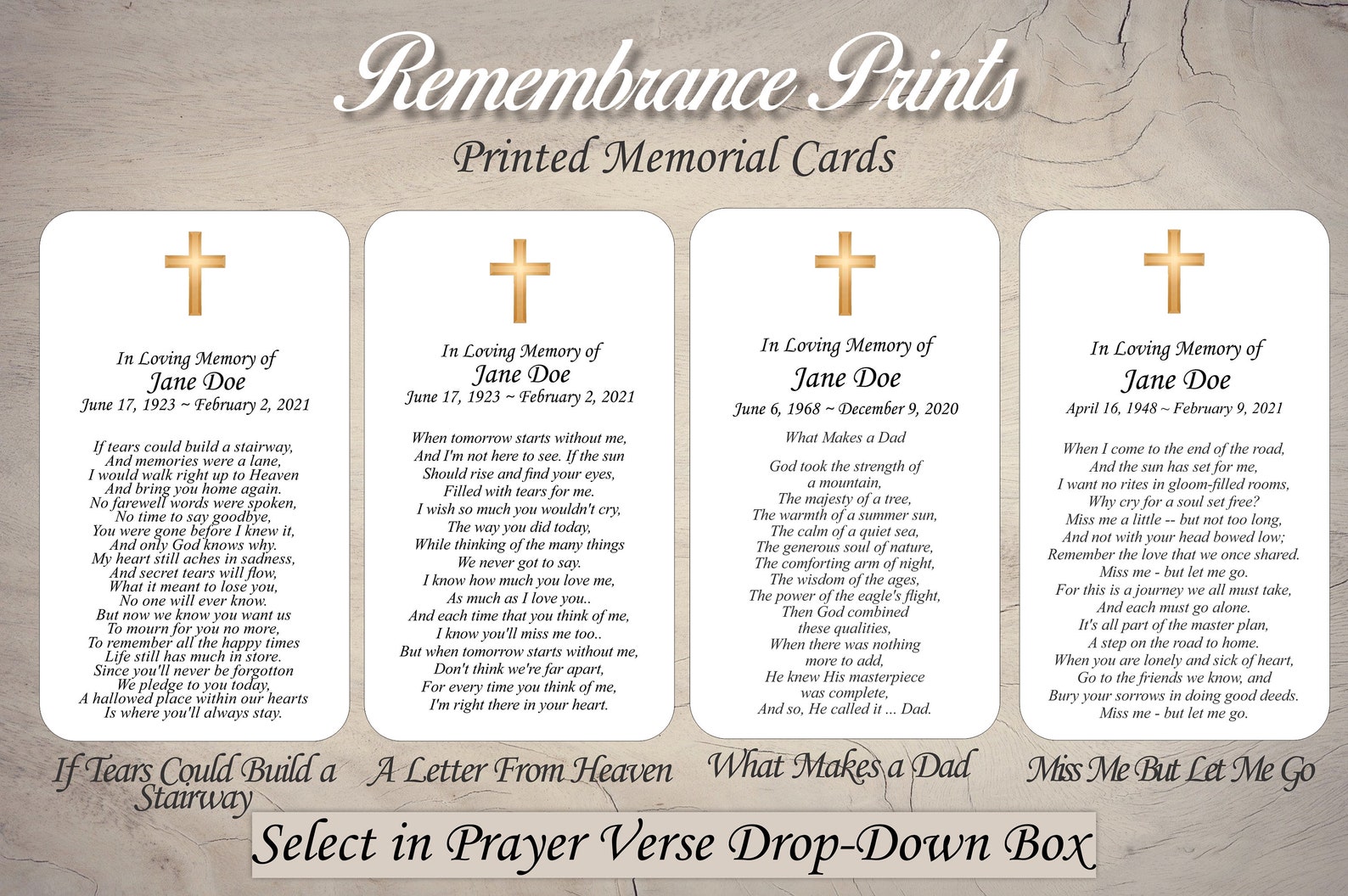Printed Photo Memorial Prayer Cards - Etsy