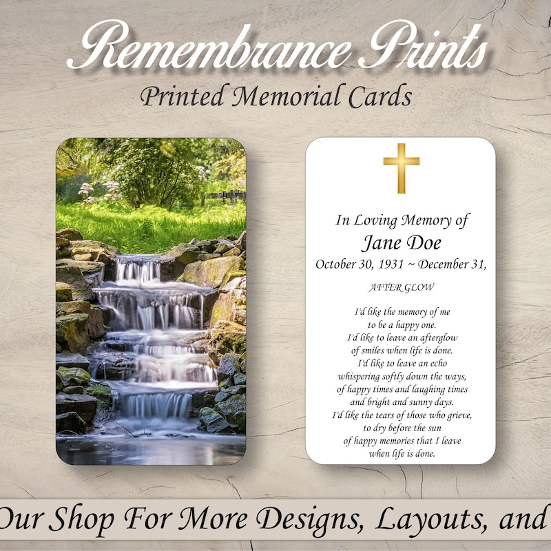 Personalized Funeral Memorial Cards - Etsy