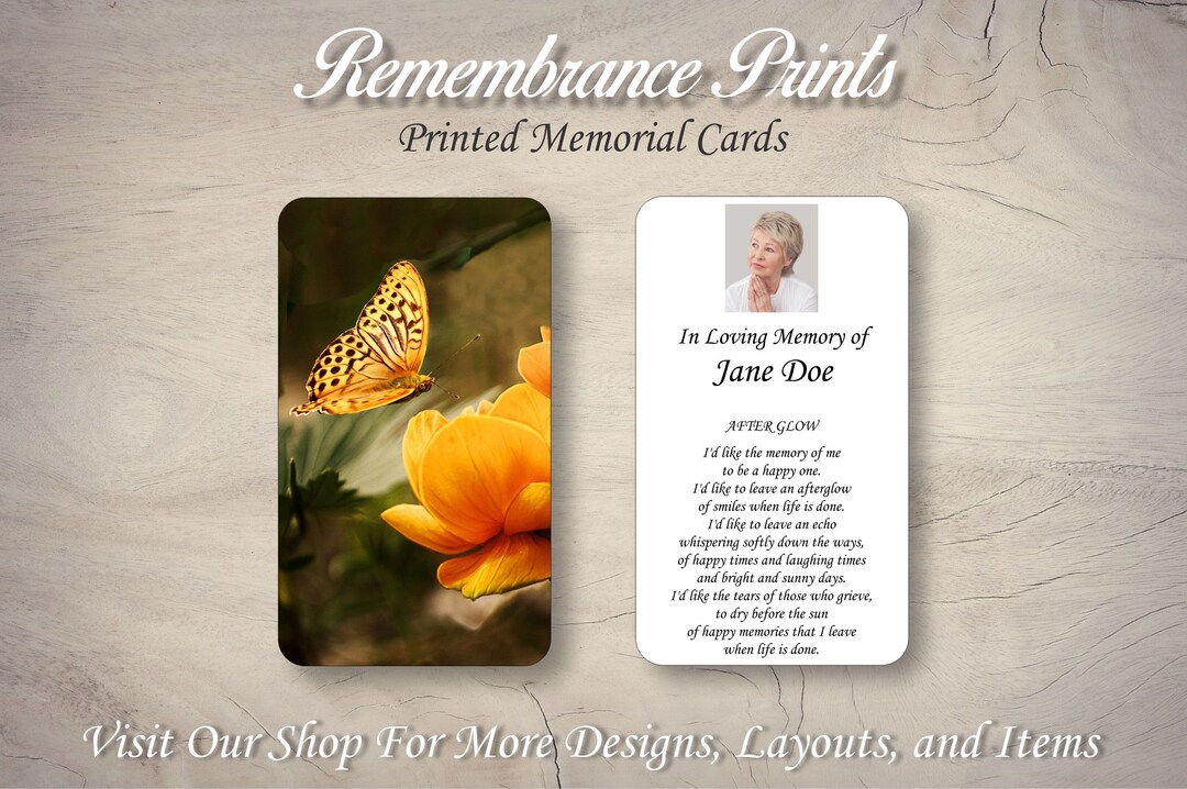 Butterfly Memorial Card - Etsy