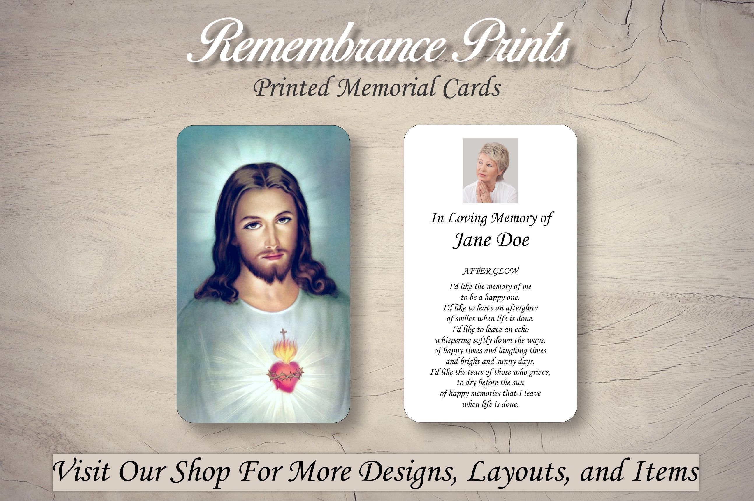 Printed Sacred Heart II Photo Memorial Cards - Etsy