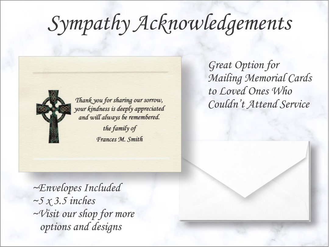 Printed Celtic Cross Sympathy Acknowledgment Cards - Etsy