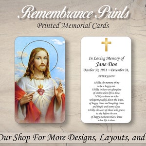 Printed Memorial Cards, Personalized Memorial Prayer Card, Catholic ...