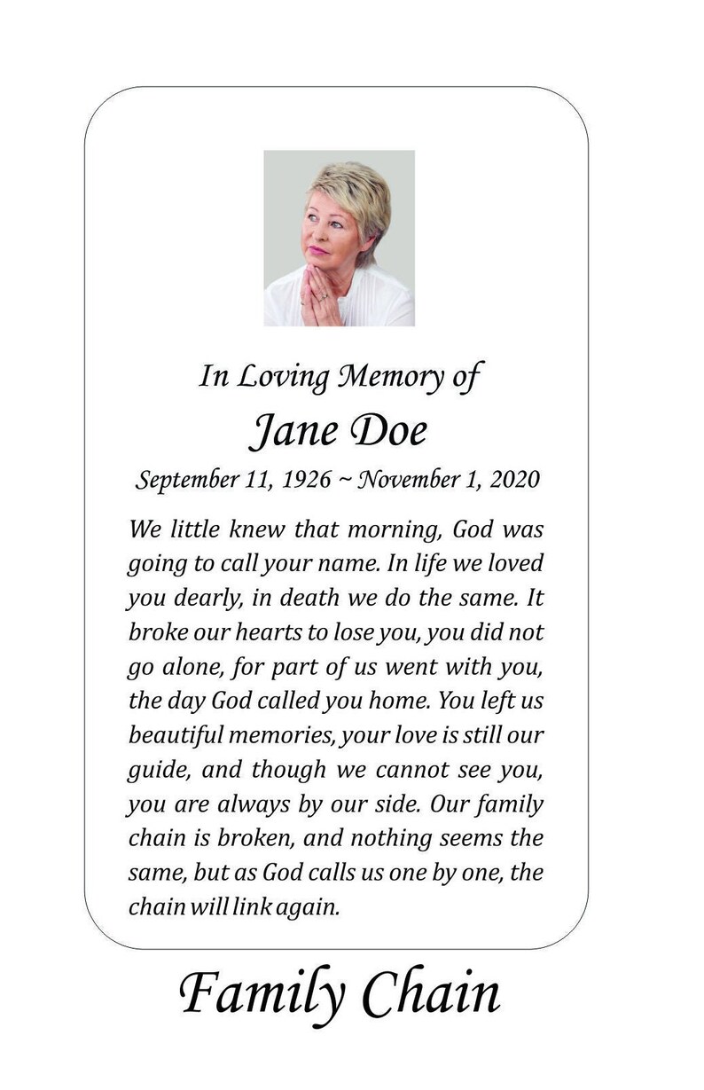 Divine Mercy Memorial Card With Photo - Etsy