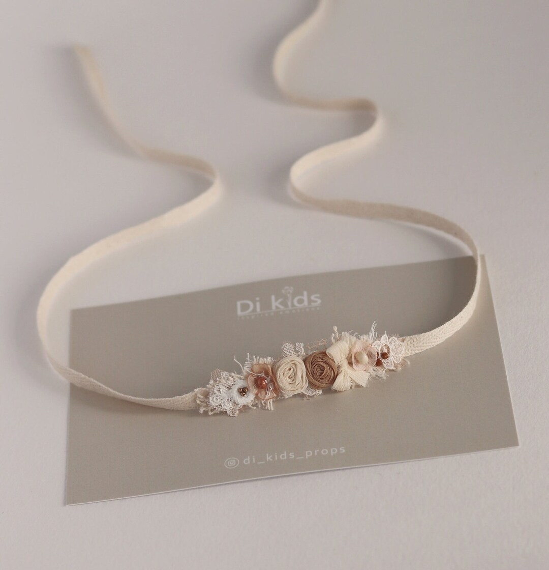 Beige Boho Newborn Flower Headband Props for Photography Delicate ...