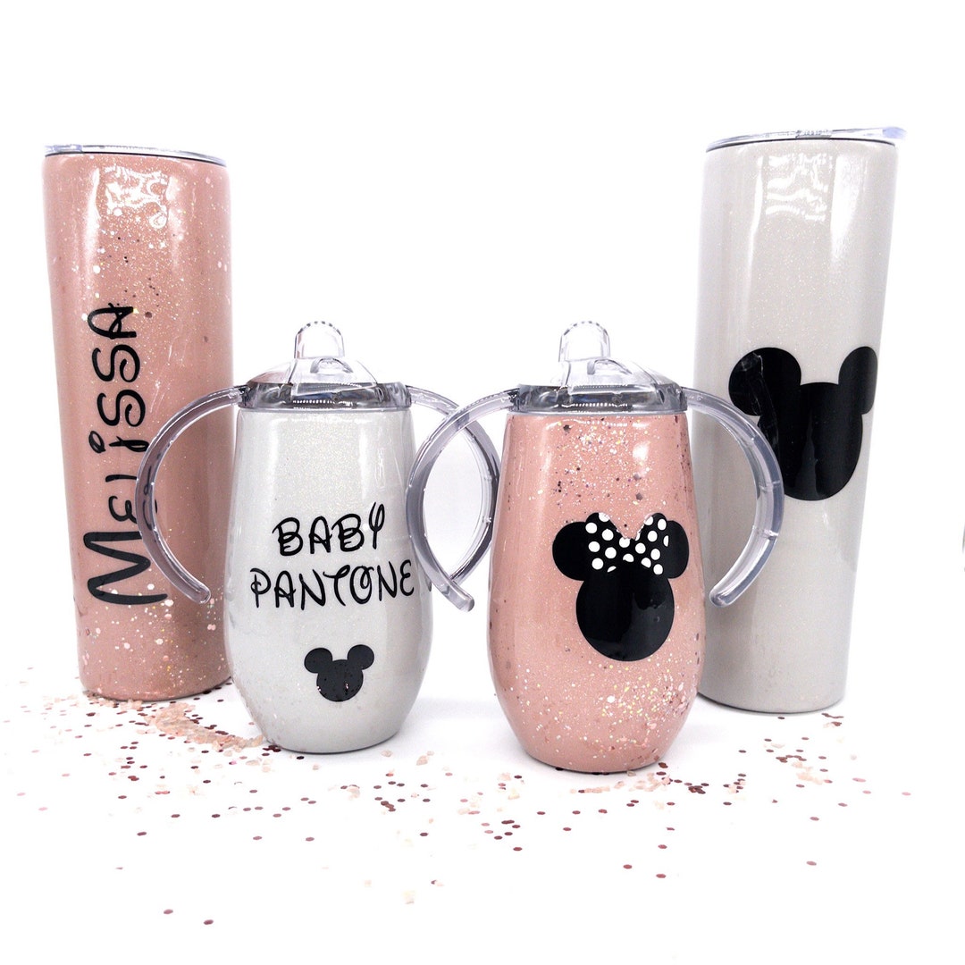 Custom Personalized Minnie Mouse and Mickey Mouse Sippy Glitter Tumbler ...