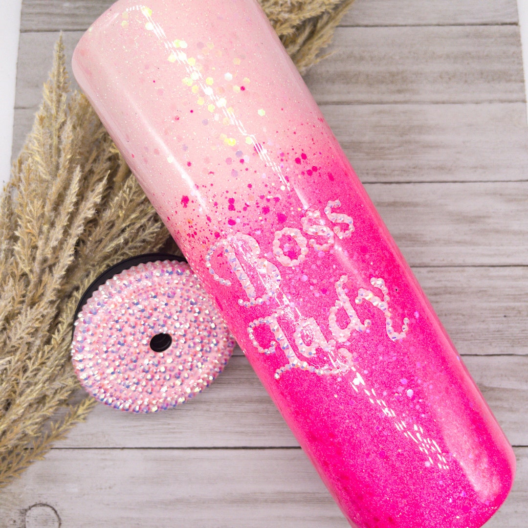 Custom Personalized Pink Boss Lady Rhinestone Insulated Tumbler With ...