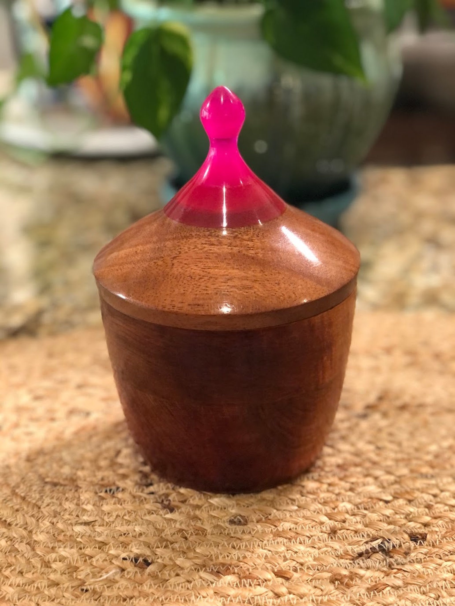 Pink Resin Finial on Maple Mahogany Box - Etsy