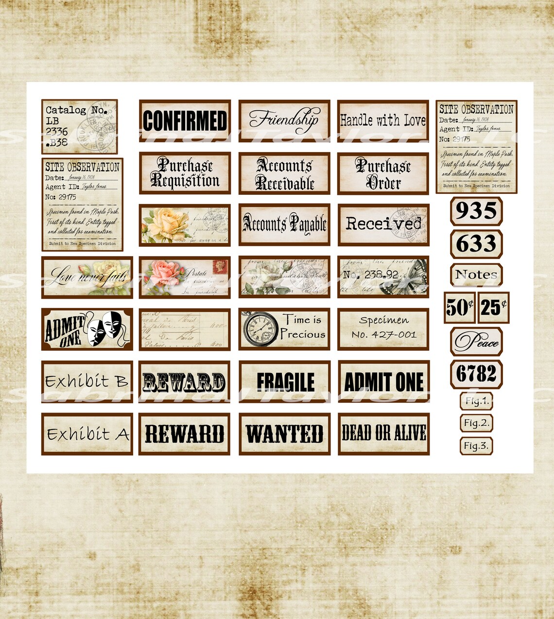 Vintage Snippets and Labels: Digital Download - Etsy