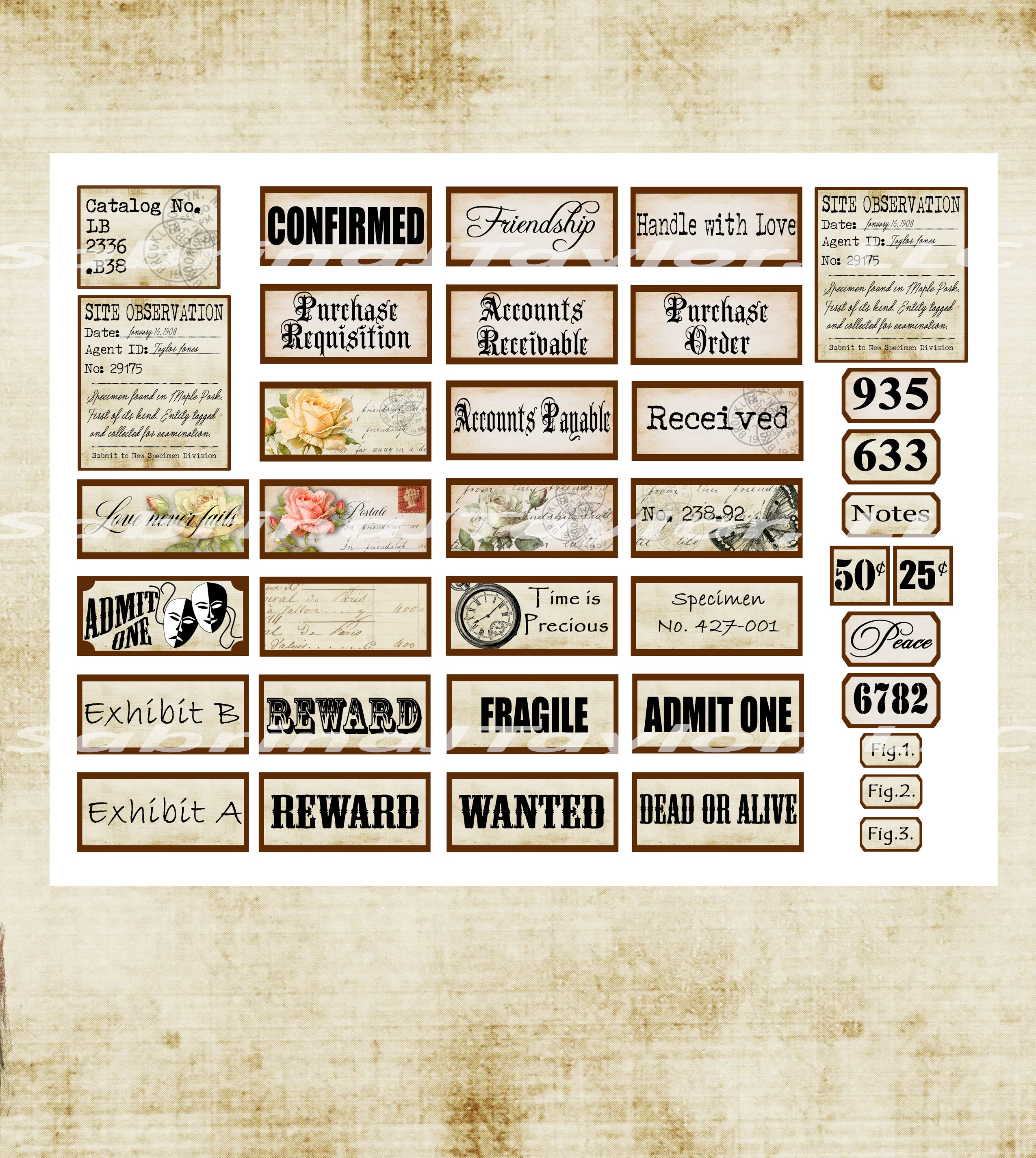 Vintage Snippets and Labels: Digital Download - Etsy