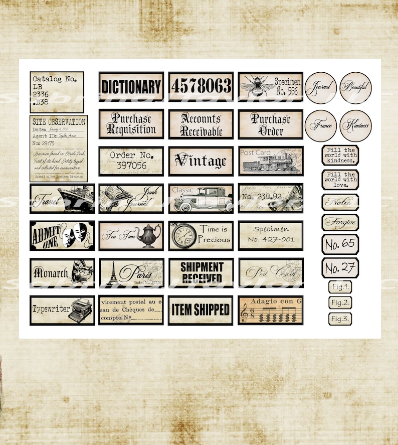 Vintage Snippets and Labels: Digital Download - Etsy