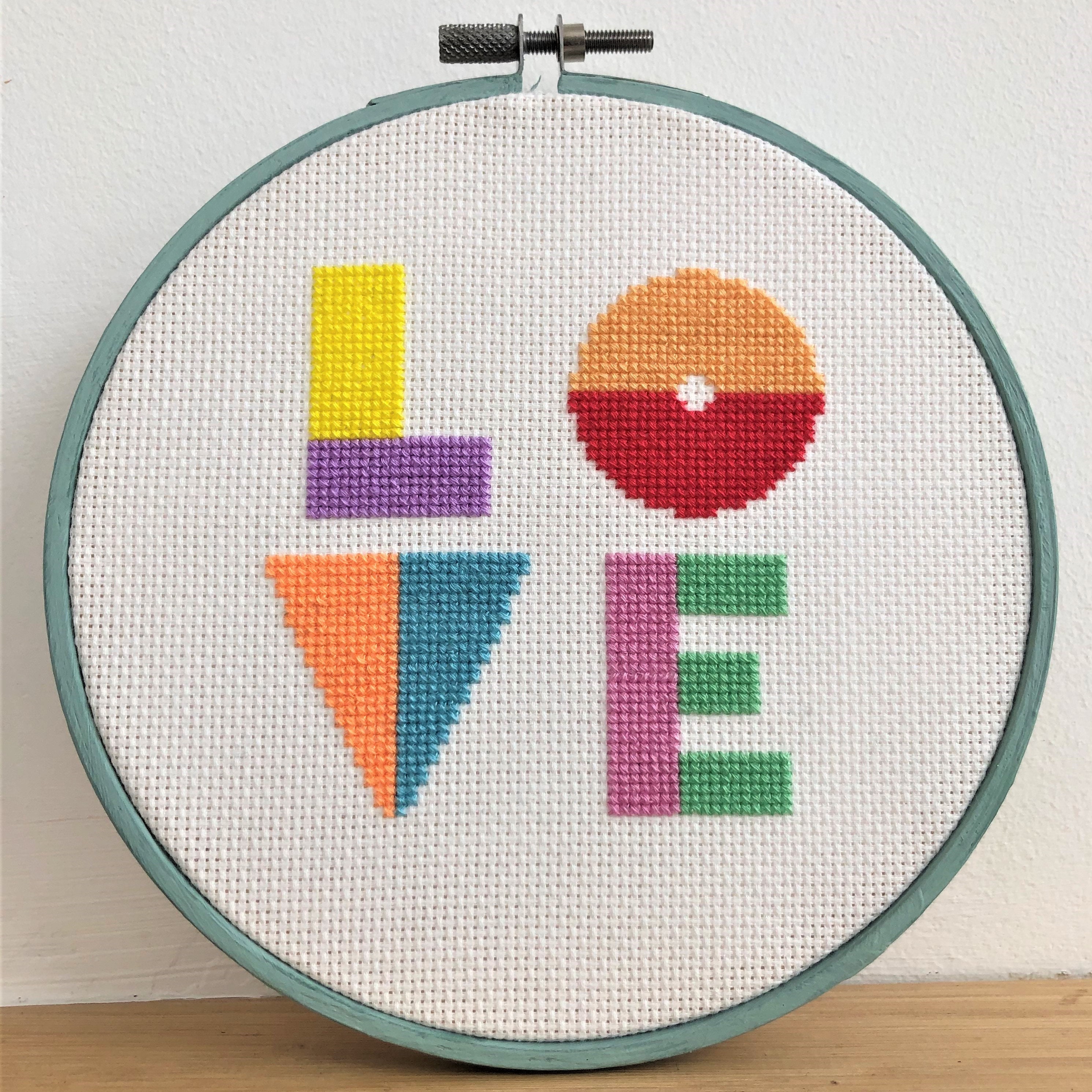 Geometric Love Cross Stitch Pattern - Etsy