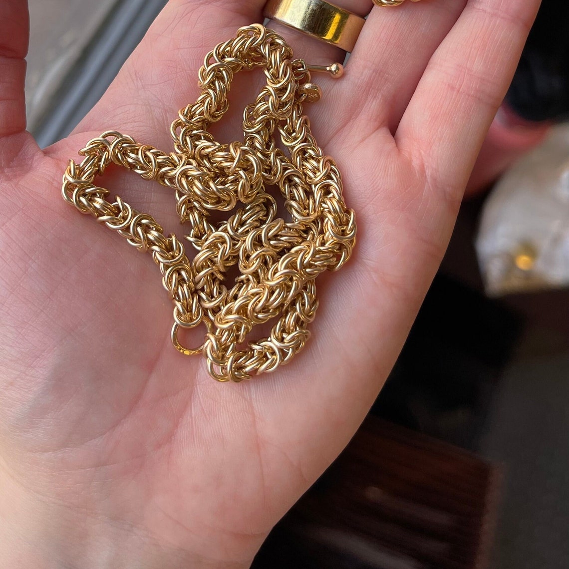 14k Solid Gold Byzantine Chain Necklace - Etsy