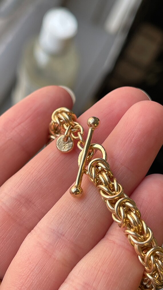 14k Solid Gold Byzantine Chain Necklace - Gem