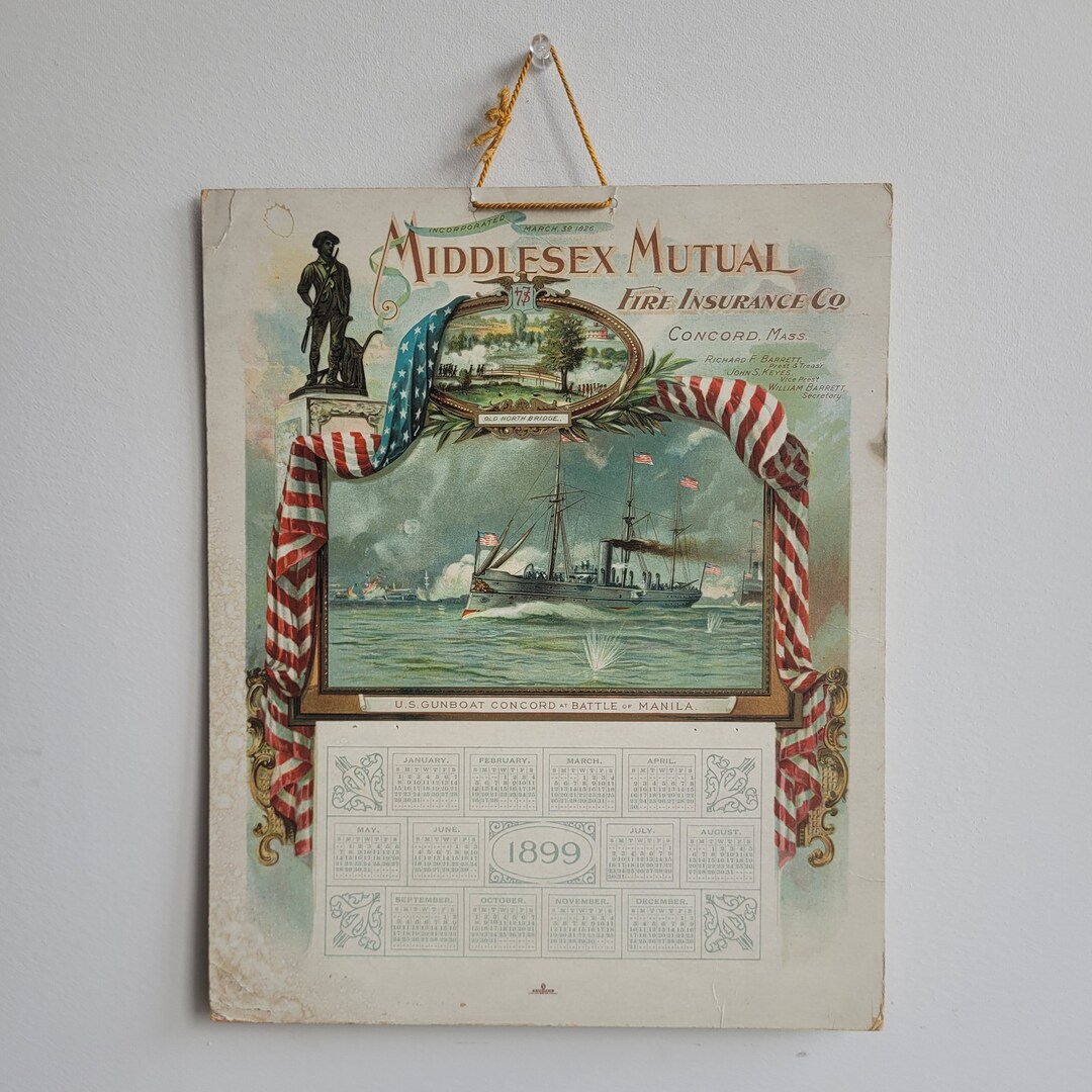 1899 Middlesex Mutual- U.S. Gunboat Concord- Calendar - Etsy