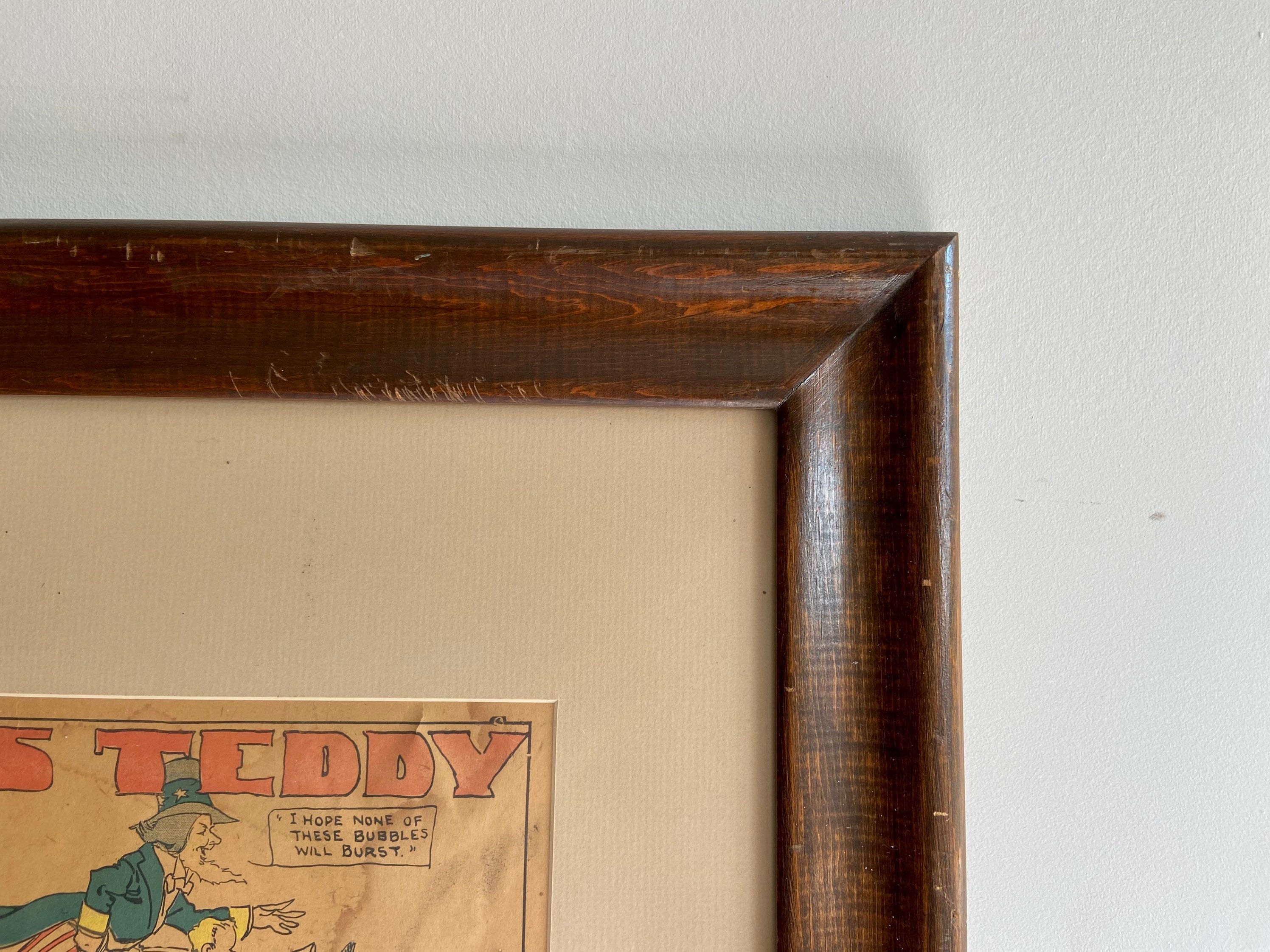 Antique 1907 "ambitious Teddy" Comic by W.E. Haskell -- Oak Framed - Etsy