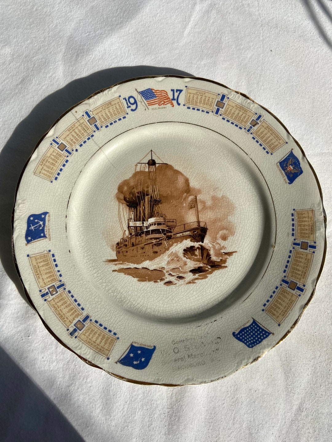 D.F. Martin Commemorative 1917 Porcelain Ship Plate - Etsy