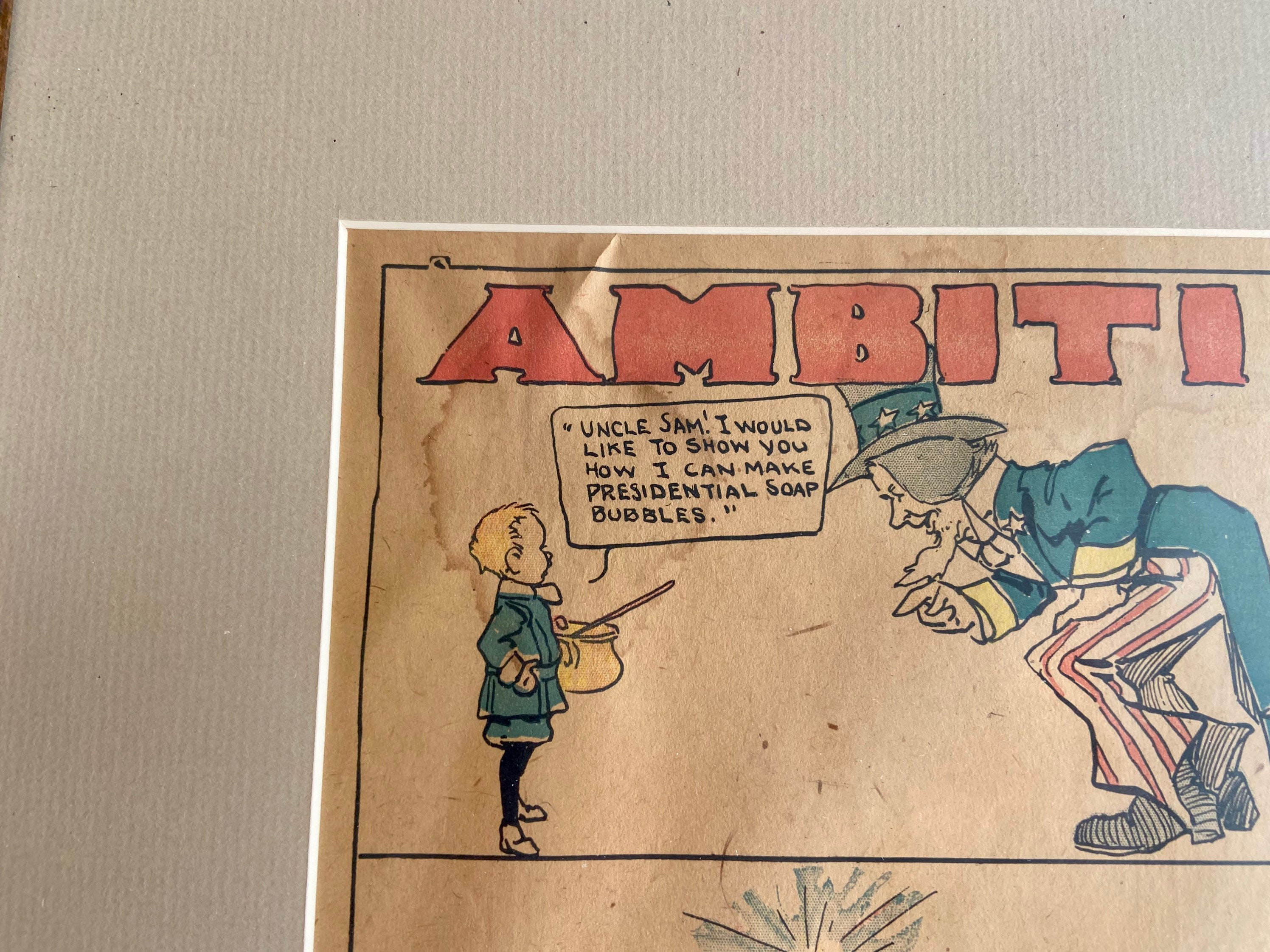 Antique 1907 ambitious Teddy Comic by W.E. Haskell Oak Framed - Etsy
