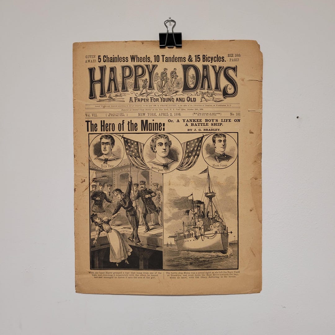 Happy Days Newspaper- April 2, 1898 No 181 - Etsy