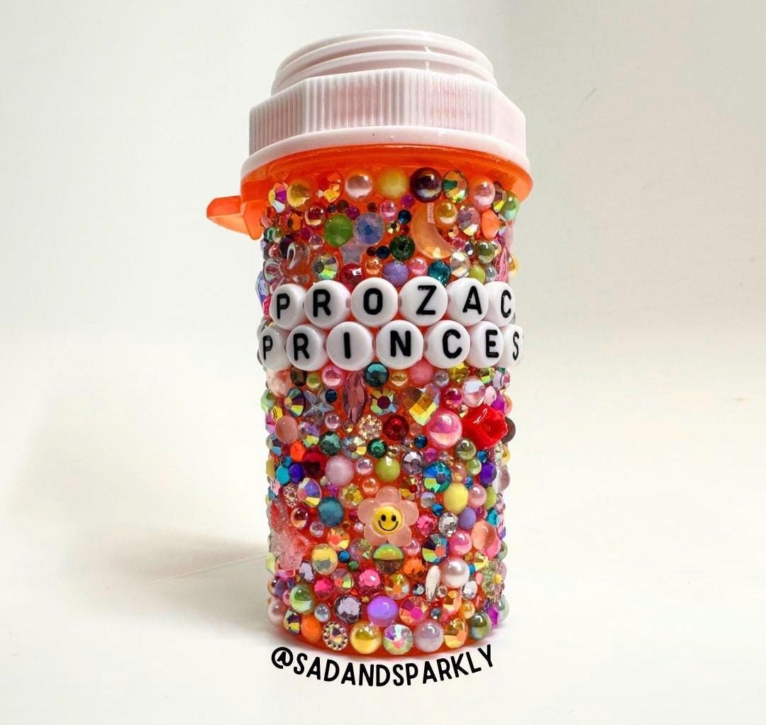 Prozac Princess • BEDAZZLED • Empty Reusable Bottle, Dopamine Decor ...