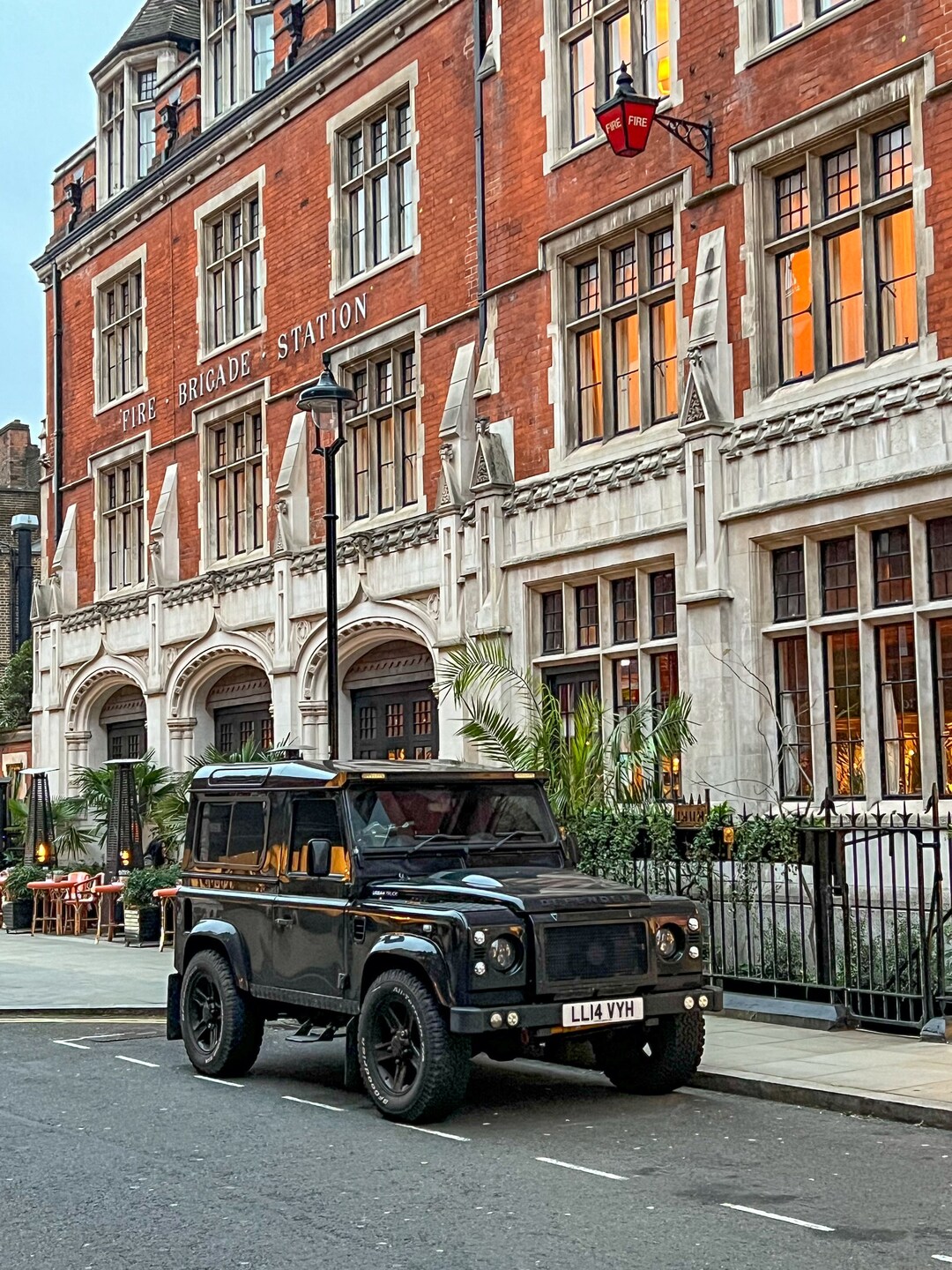 Vintage Black Land Rover Defender - London, UK - Chiltern Firehouse ...