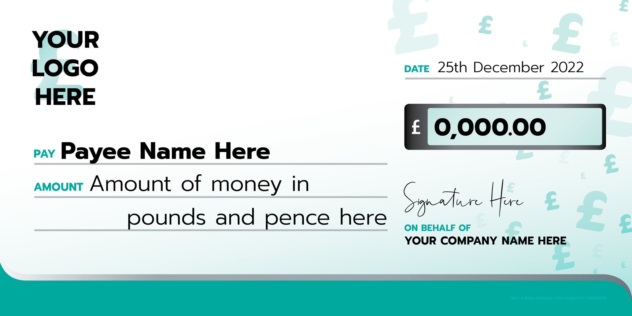 Customisable Giant Charity Presentation Publicity Display Cheque Rigid ...