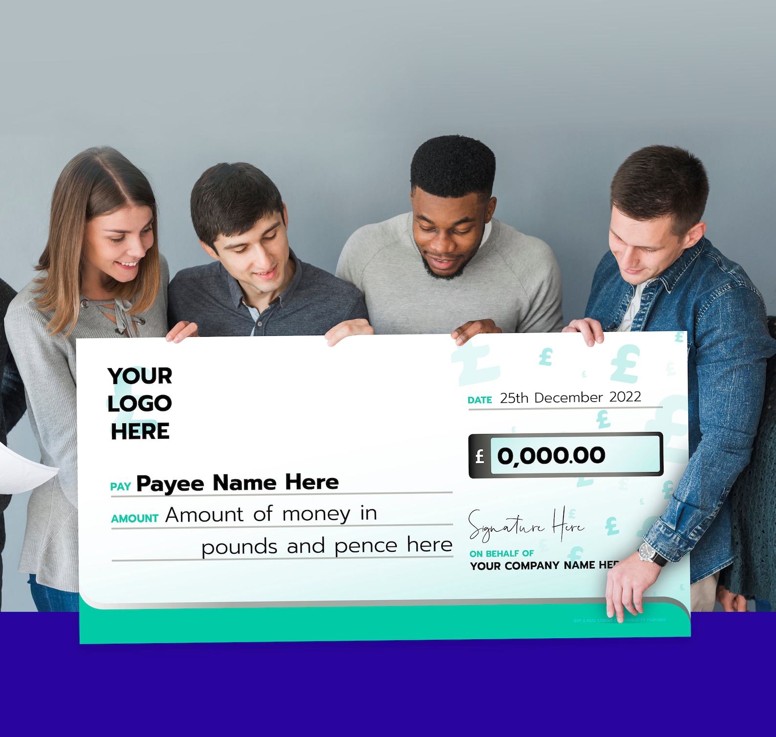Customisable Giant Charity Presentation Publicity Display Cheque Rigid ...
