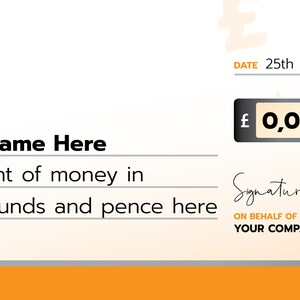 Customisable Giant Charity Presentation Publicity Display Cheque Rigid ...