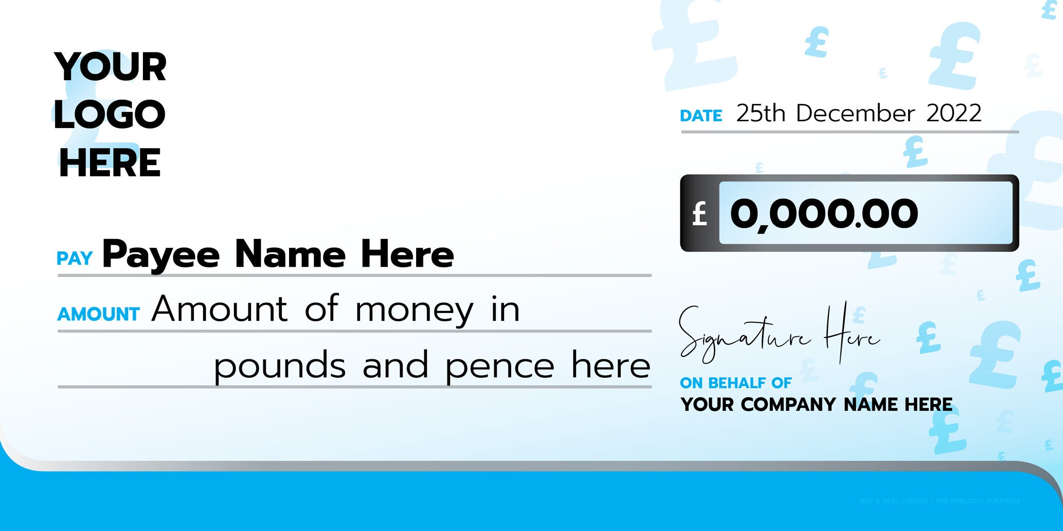 Customisable Giant Charity Presentation Publicity Display Cheque Rigid ...