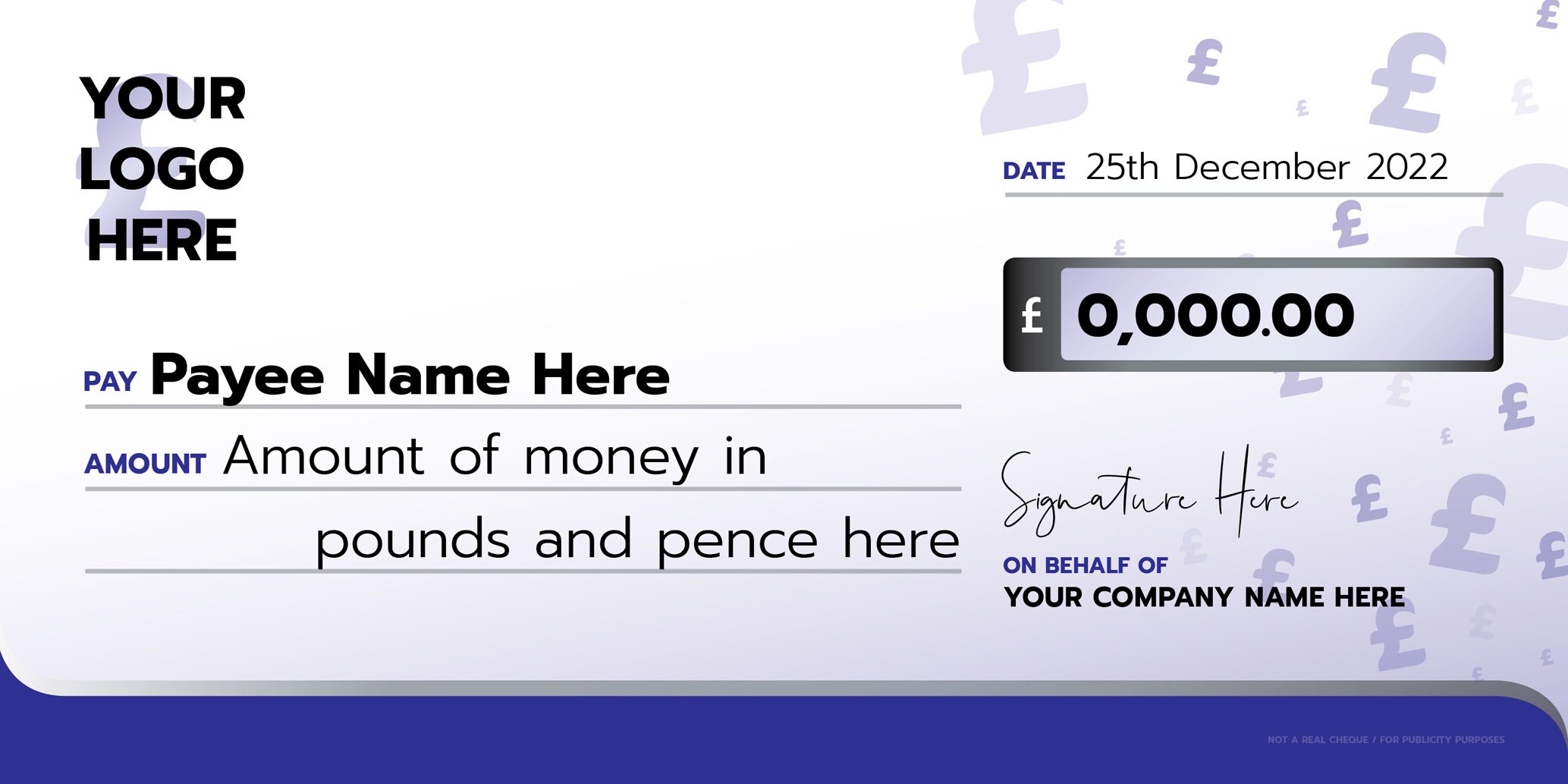 Customisable Giant Charity Presentation Publicity Display Cheque Rigid ...