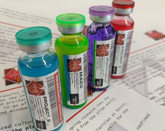 Handcrafted Final Fantasy VII Vial Set: Mako, Jenova Cells, Project S ...