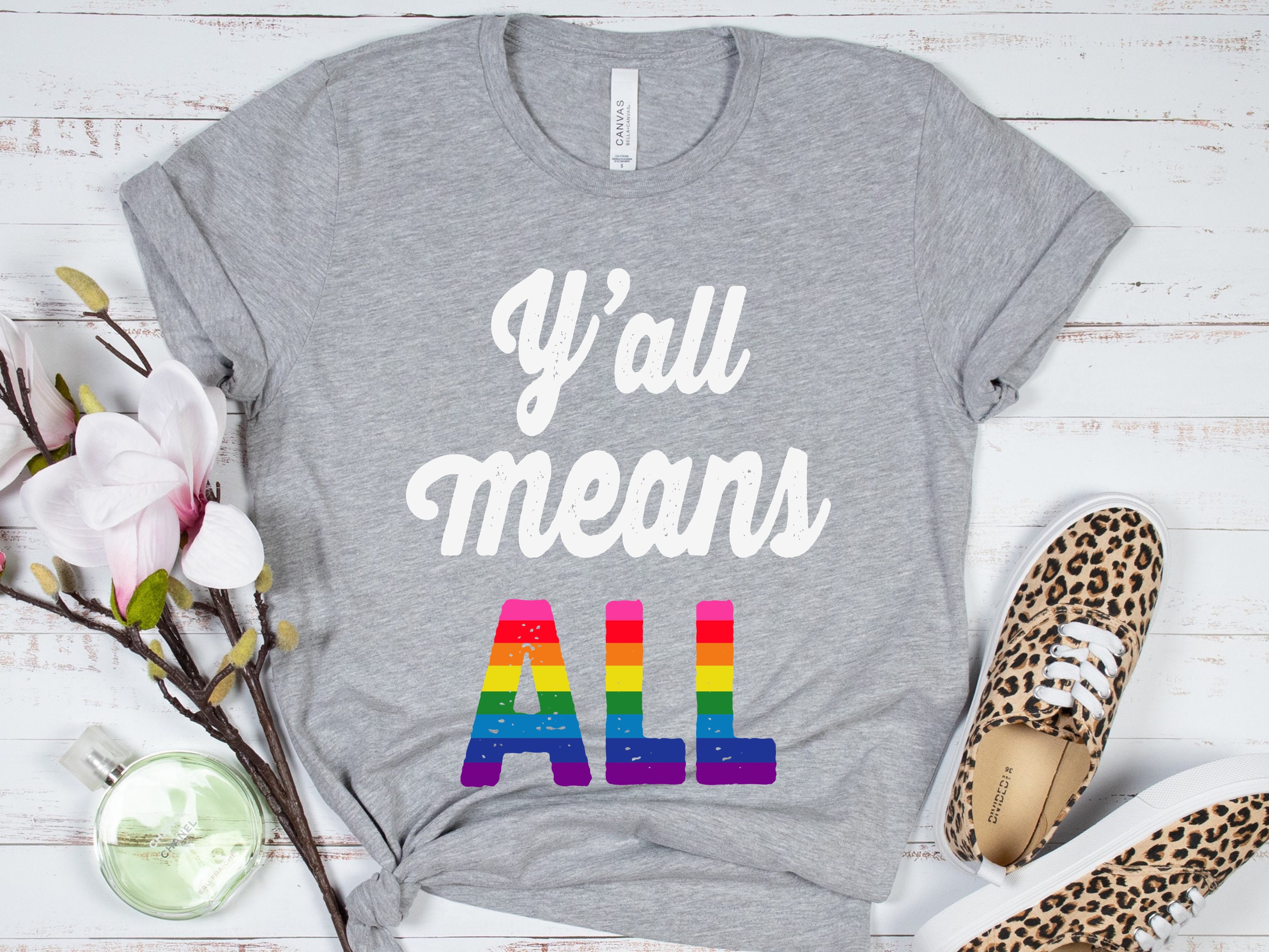 Yall Means All Rainbow Pride T Shirt Lgbt Flag Shirt Etsy