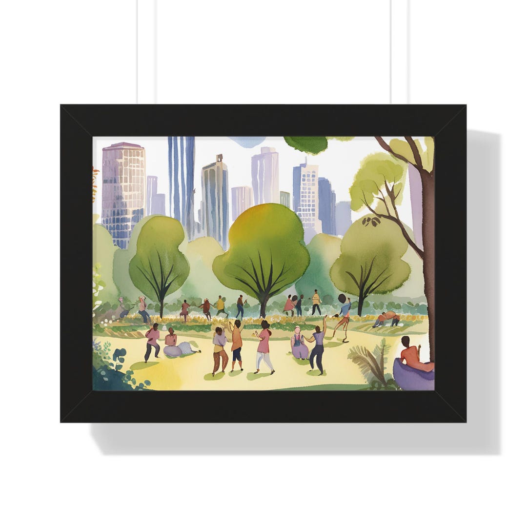 Horizontal Poster: City Park Happy People, Wall Art, Home Decor, Urban ...