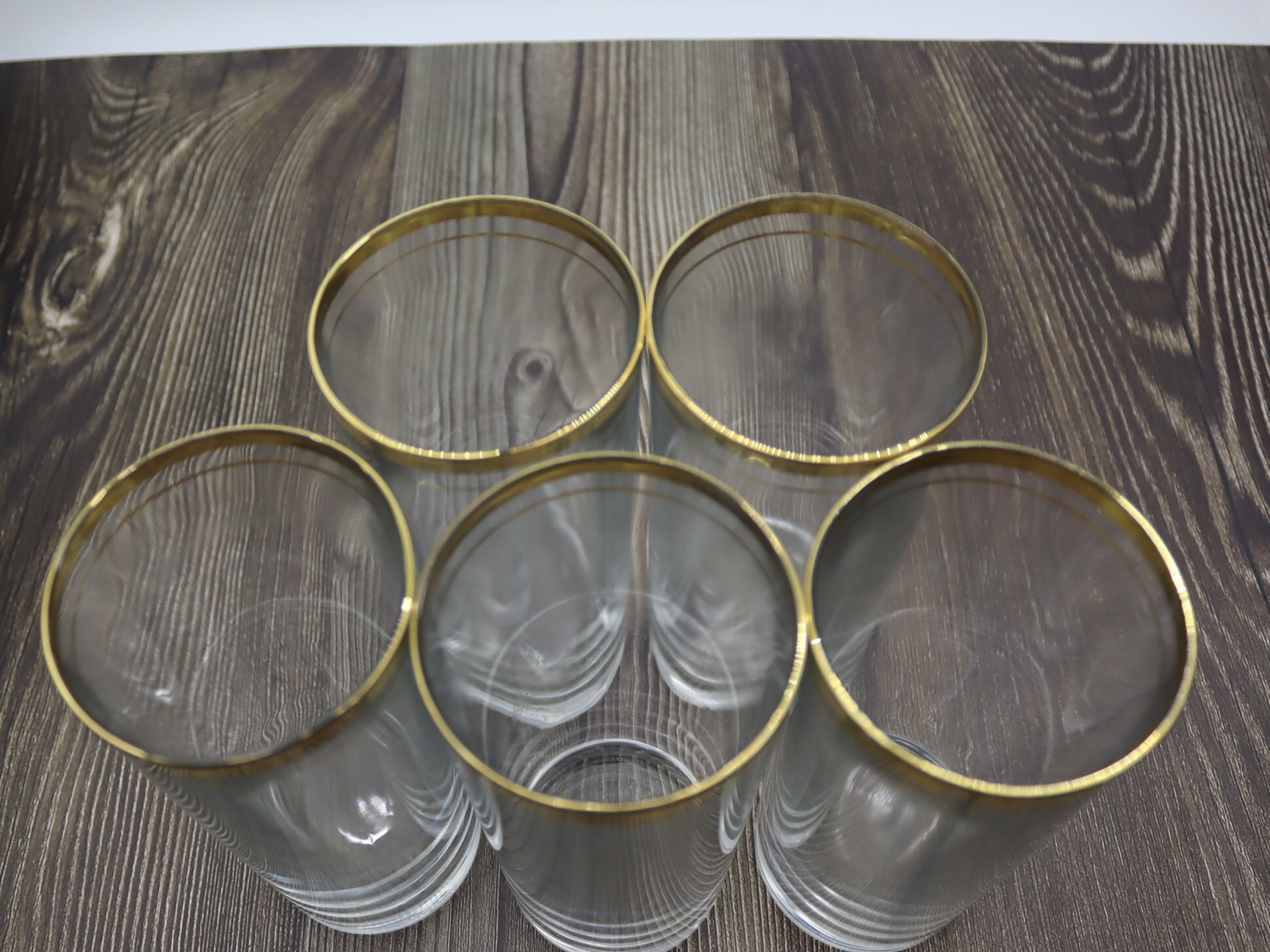 Vintage Gold Rim Tumblers Set of 5 Double Gold Rim Retro - Etsy