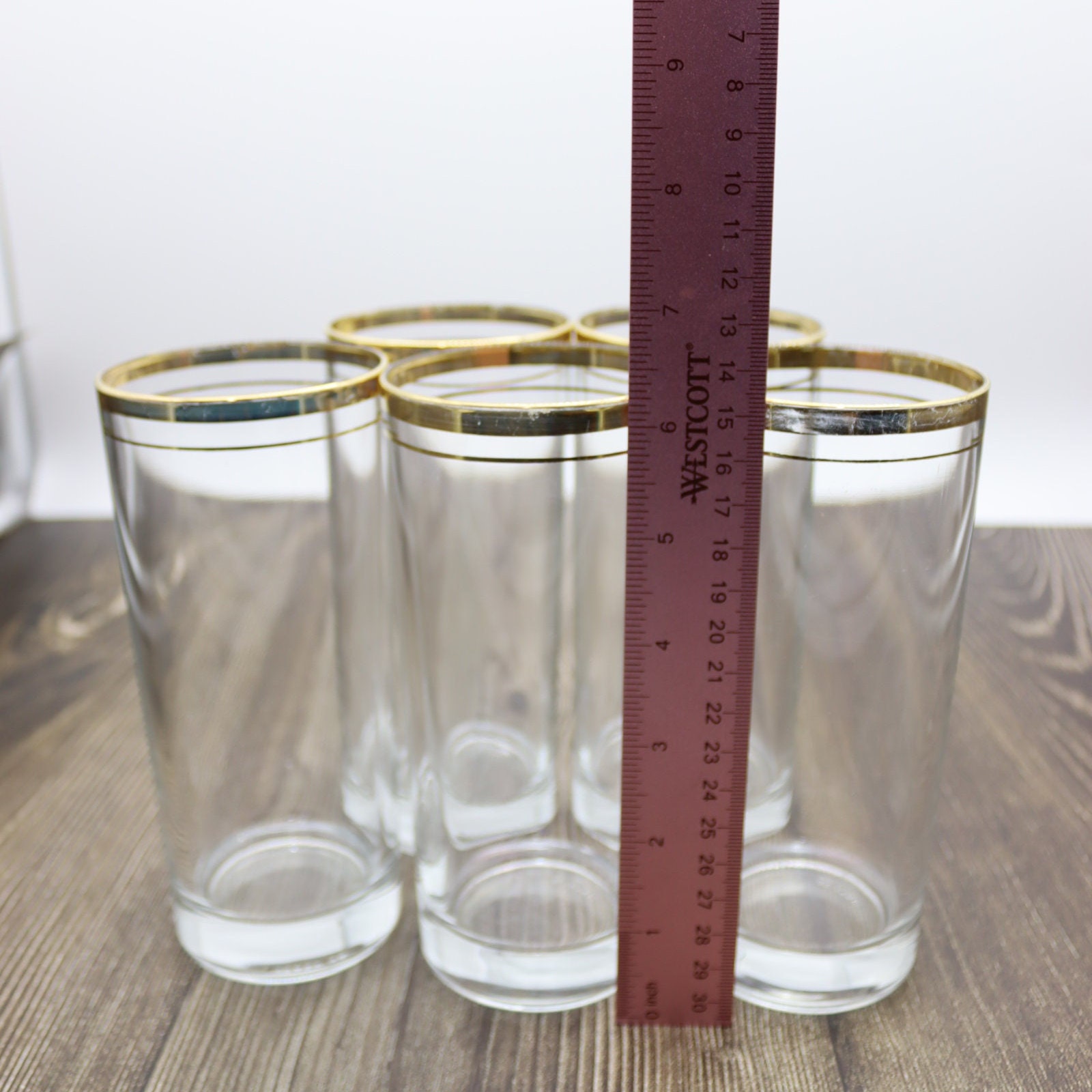 Vintage Gold Rim Tumblers Set of 5 Double Gold Rim Retro - Etsy