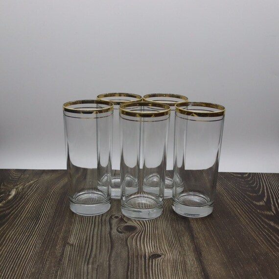 Vintage Gold Rim Tumblers Set of 5 Double Gold Rim Retro - Etsy