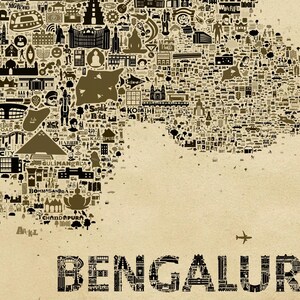 Iconic Bengaluru Map Poster: Vintage Bangalore Wall Art Print, Garden ...