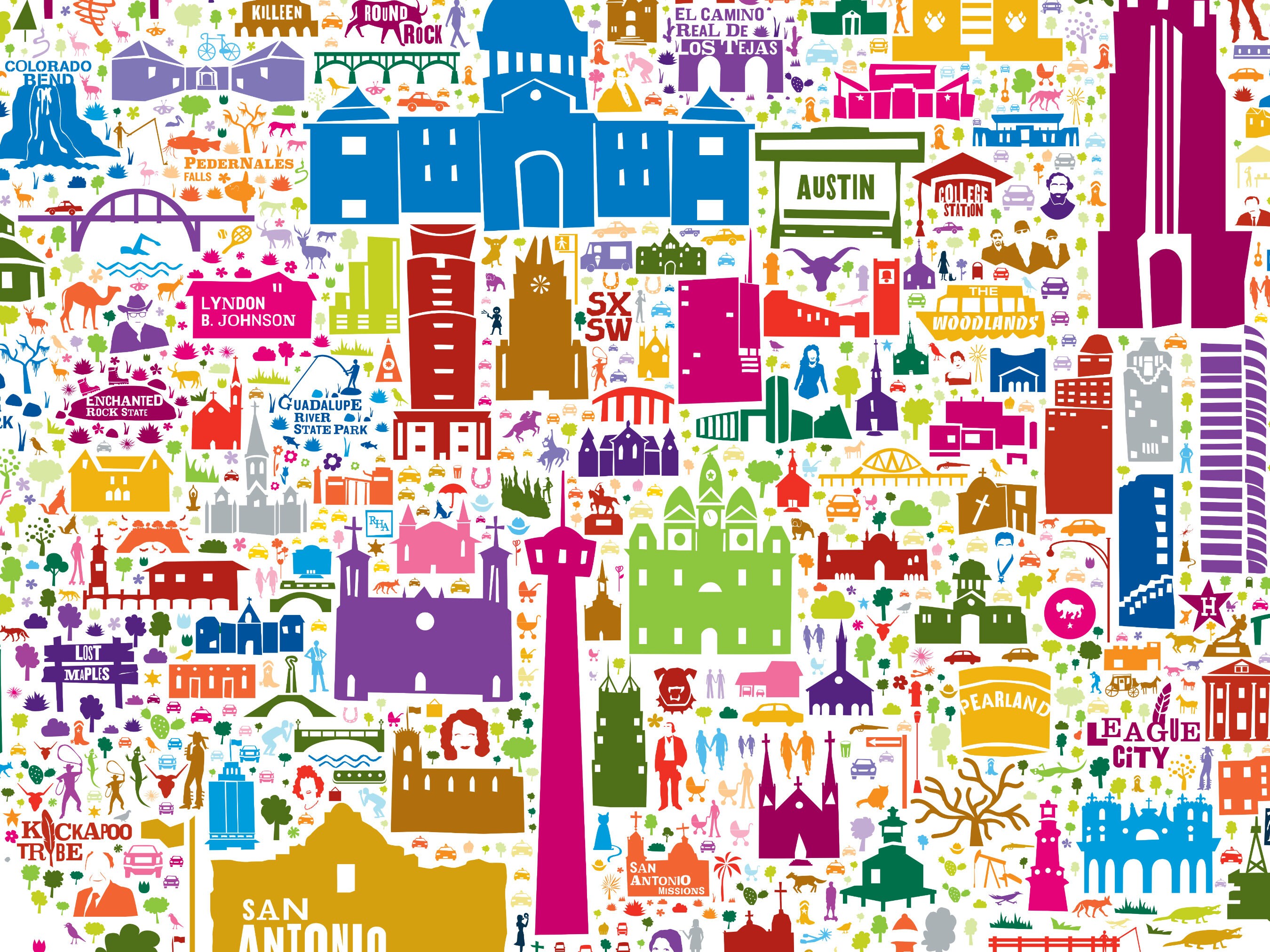 Iconic Texas Poster Artwork for Home Walls – Designer Map Wall Art of ...