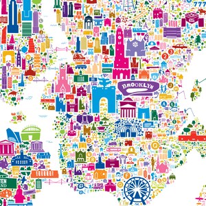 Iconic NYC 5 Boroughs Map Poster: Colorful New York City Wall Art Print ...