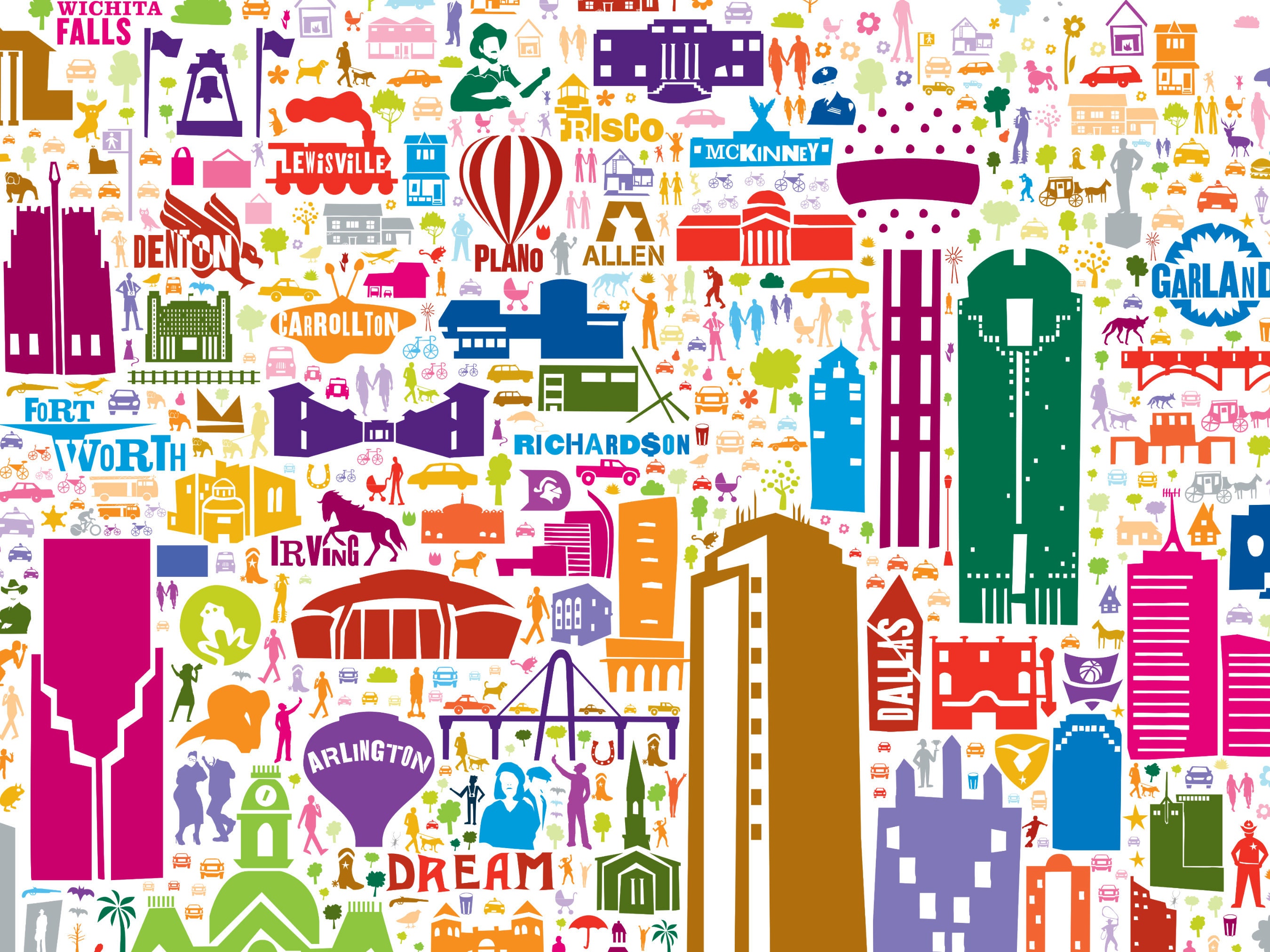 Iconic Texas Poster Artwork for Home Walls Designer Map Wall Art of ...