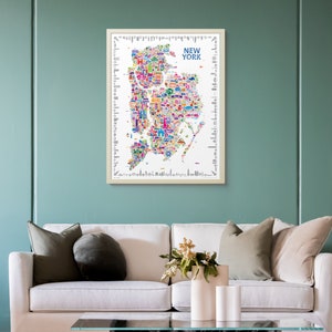 Iconic NYC 5 Boroughs Map Poster: Colorful New York City Wall Art Print ...