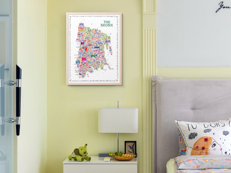 Iconic Bronx Map Poster: Colorful NYC Borough Wall Art Print - Etsy