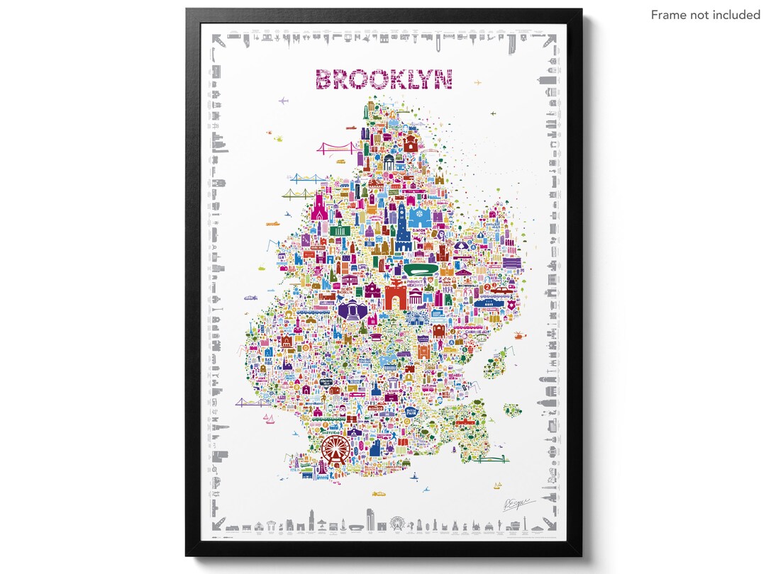Brooklyn Map Poster – Colorful NYC Wall Art for Home & Office | Trendy ...