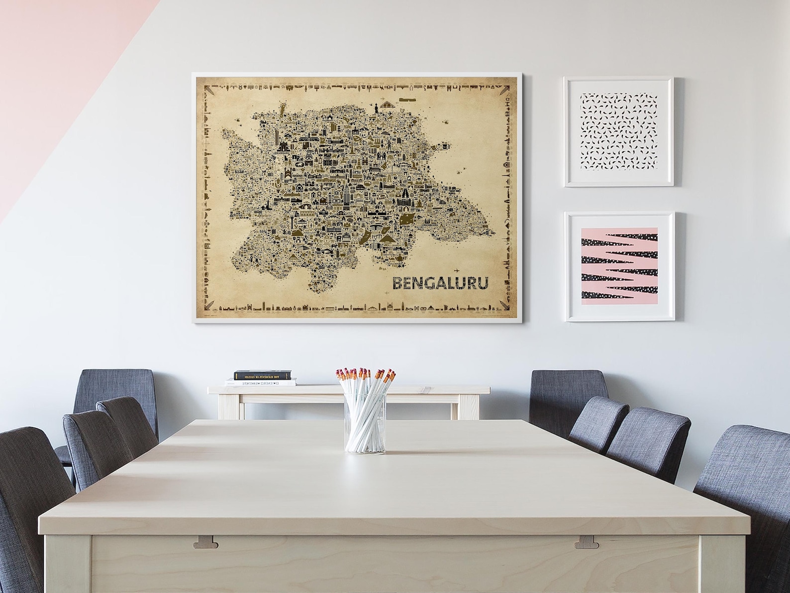 Iconic Bengaluru Map Poster: Vintage Bangalore Wall Art Print, Garden ...