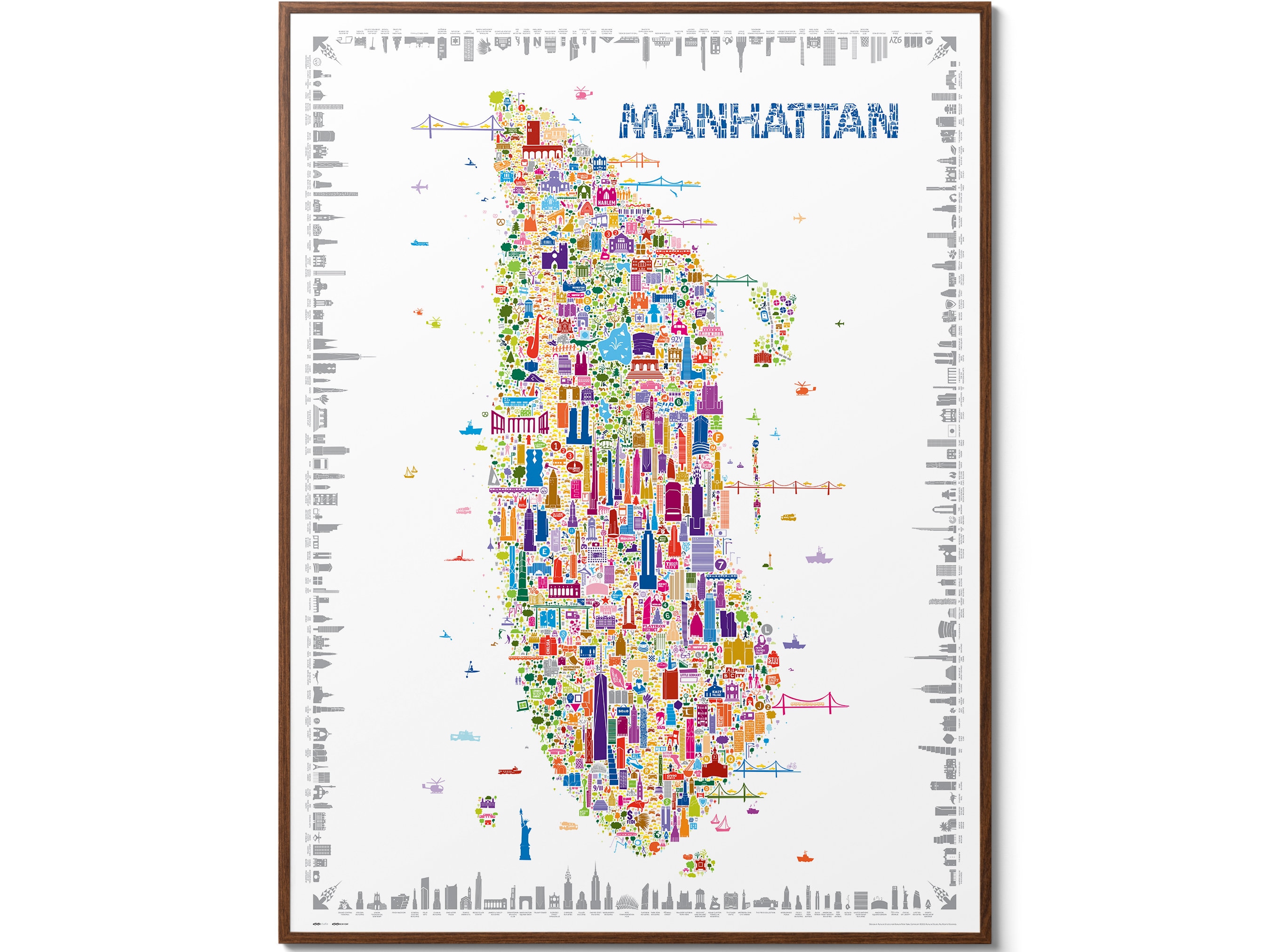 Iconic Manhattan New York Poster Artwork Print for Home Office Walls ...