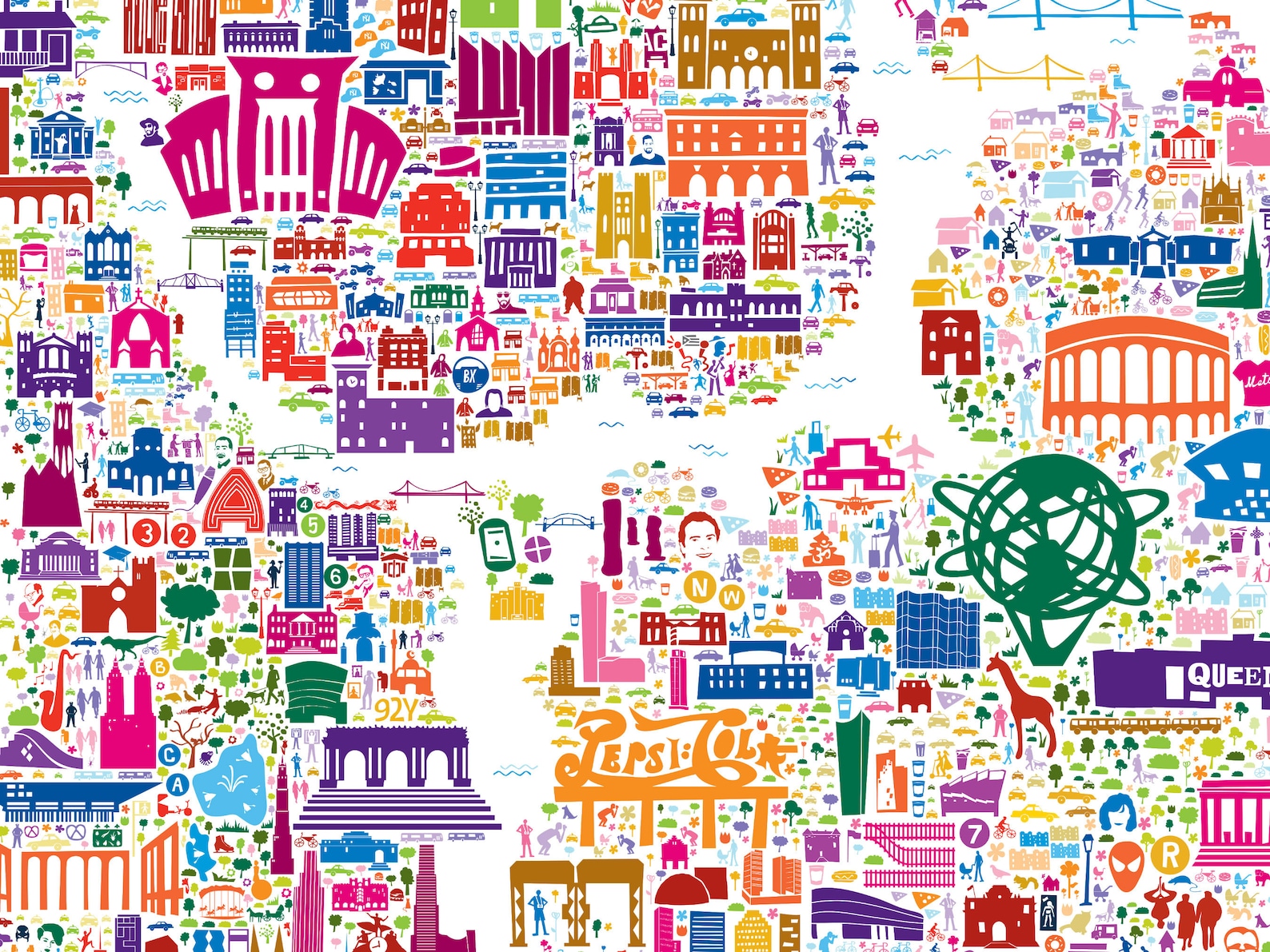 Iconic NYC 5 Boroughs Map Poster: Colorful New York City Wall Art Print ...