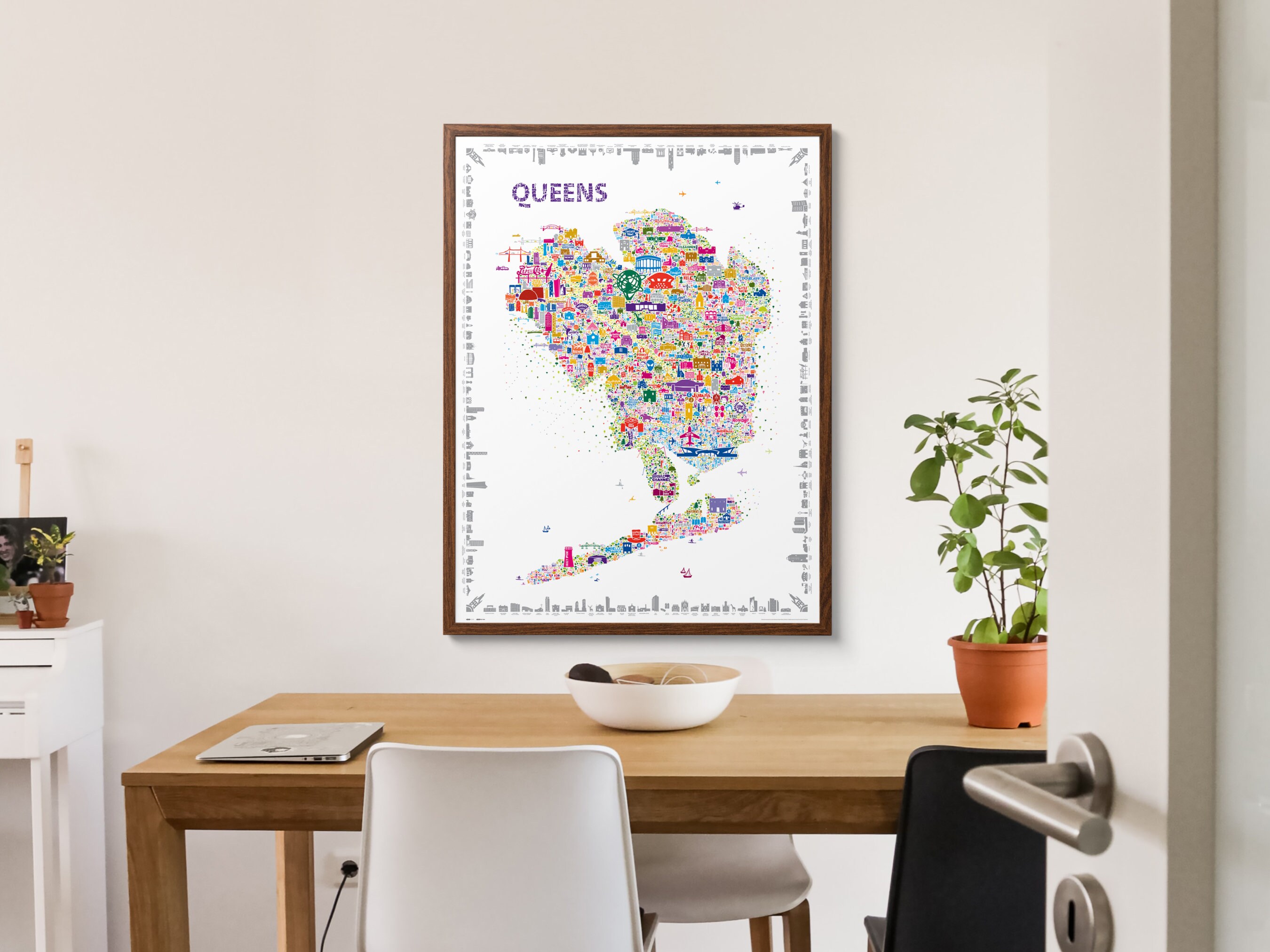 Iconic Queens Map Poster: Colorful NYC Borough Wall Art Print - Etsy
