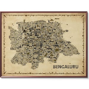 Iconic Bengaluru Map Poster: Vintage Bangalore Wall Art Print, Garden ...