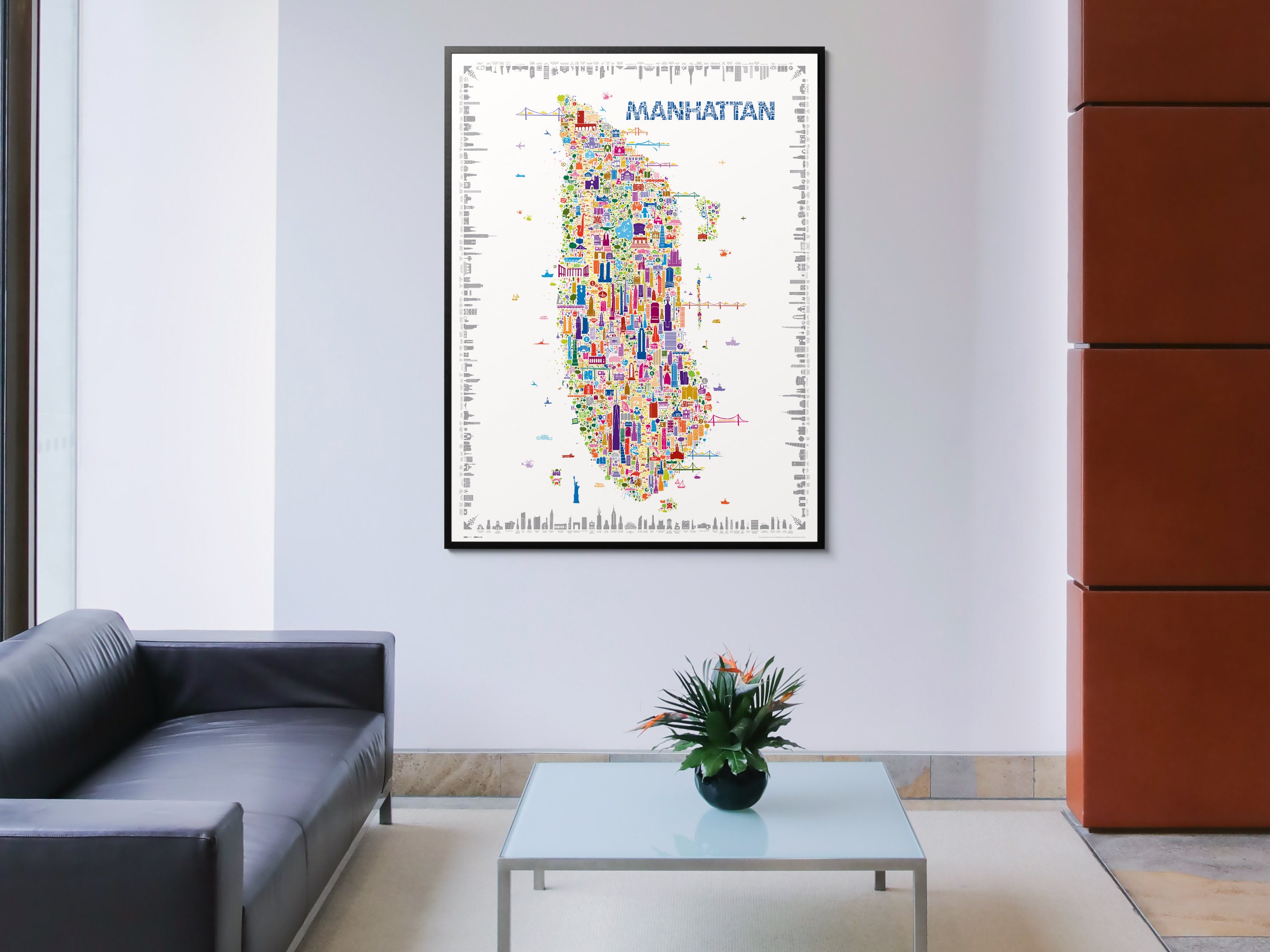 Iconic Manhattan New York Poster Artwork Print for Home Office - Etsy