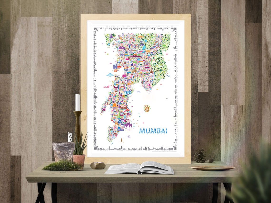 Mumbai Map Modern Poster Print for Living Room Bedroom Office - Etsy