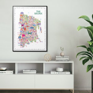 Iconic Bronx Map Poster: Colorful NYC Borough Wall Art Print - Etsy